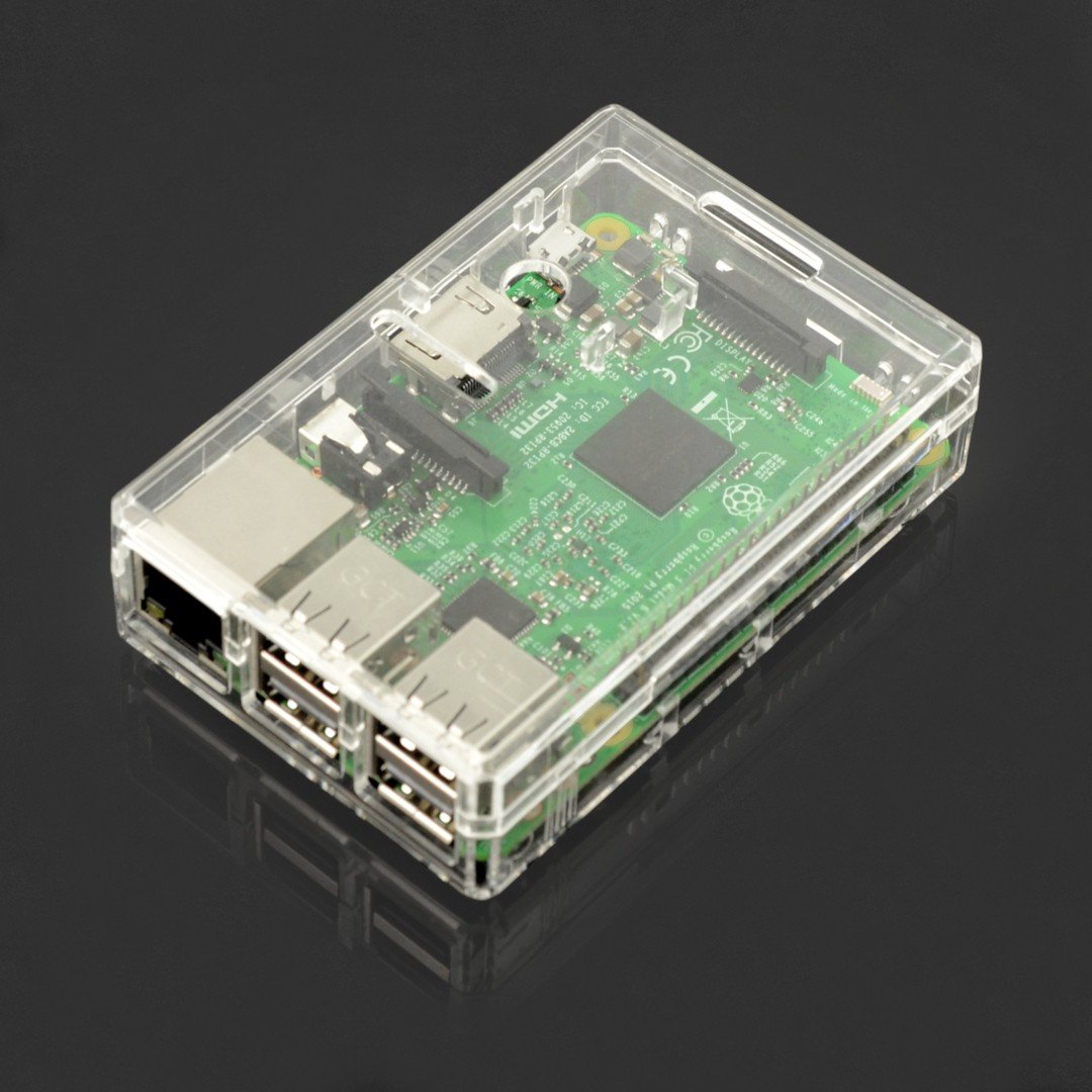 Case Raspberry Pi Model 3B+/3B/2B- transparent Botland - Robotic Shop
