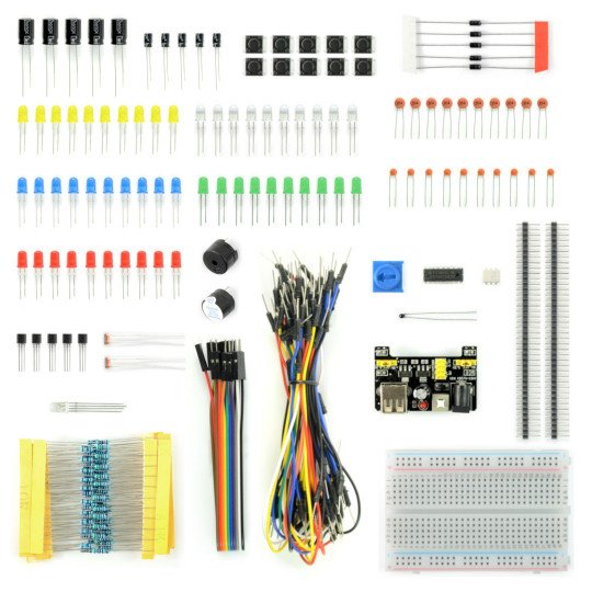 Buy Electronic components set E24 + breadboard Botland - Robotic Shop
