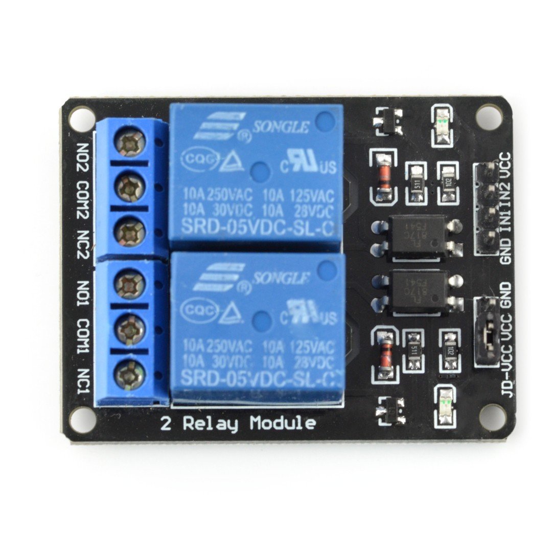 Buy Relay 2 channel module with optoisolation - Botland - Robotic Shop