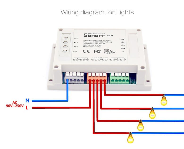 Sonoff 4CH Rev2 WiFi - 4-channel switch_ Botland - Robotic Shop