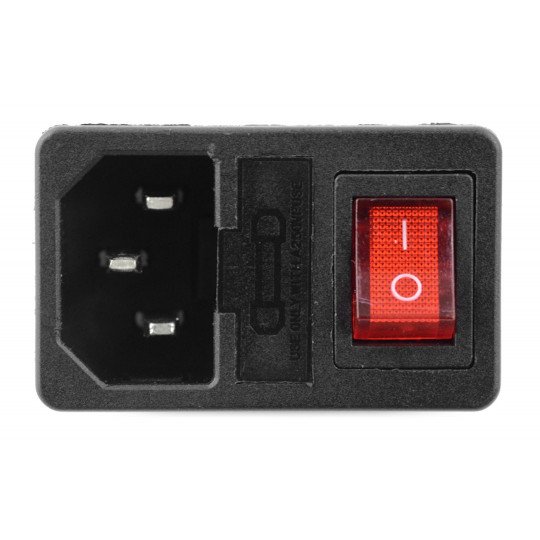 Buy AC IEC male connector with latch - with fuse Botland - Robotic Shop