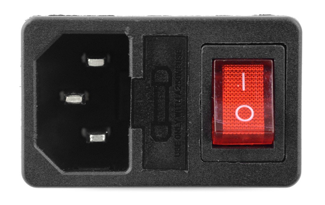 Buy AC IEC male connector with latch - with fuse Botland - Robotic Shop