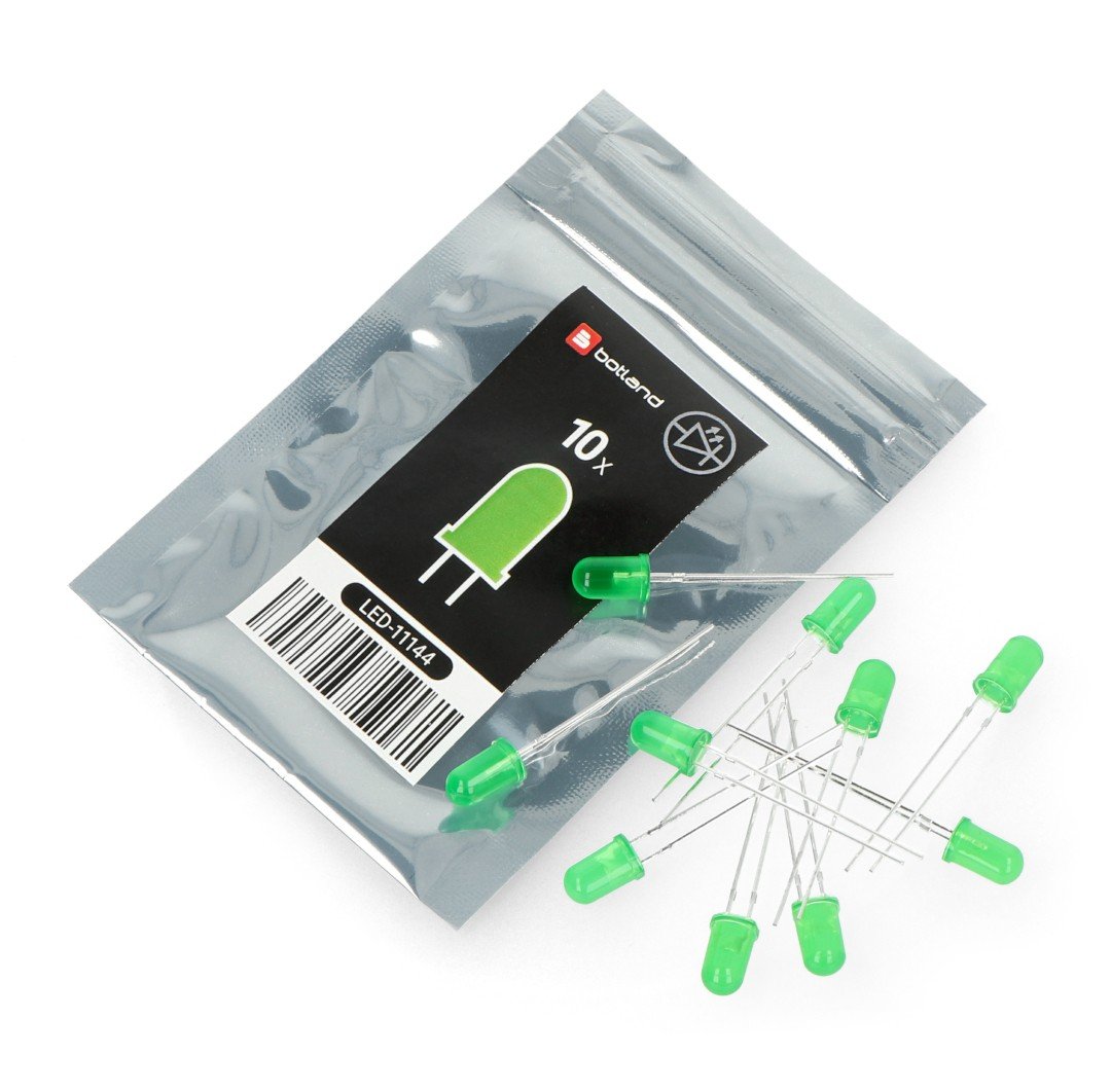 Buy LED 5mm green - 10pcs Botland - Robotic Shop